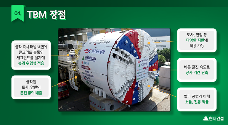 [스마트 건설 백과사전 Vol.02] 소리 없이 강하다, 어떤 터널도 안전하고 빠르게 뚫는 거대 드릴 TBM > > 현대건설 뉴스룸